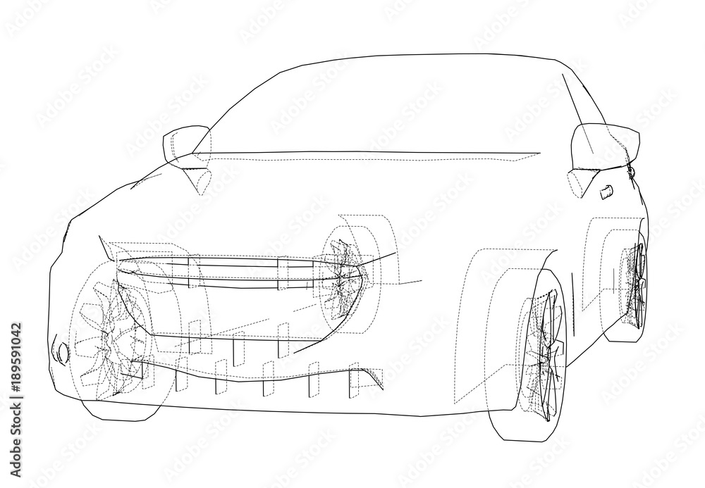 Car outline drawing. Vector Stock Vector | Adobe Stock