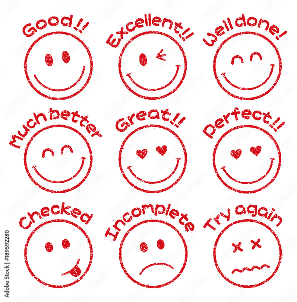 emoticons / face stamp icon set for educational use etc. (Good ...