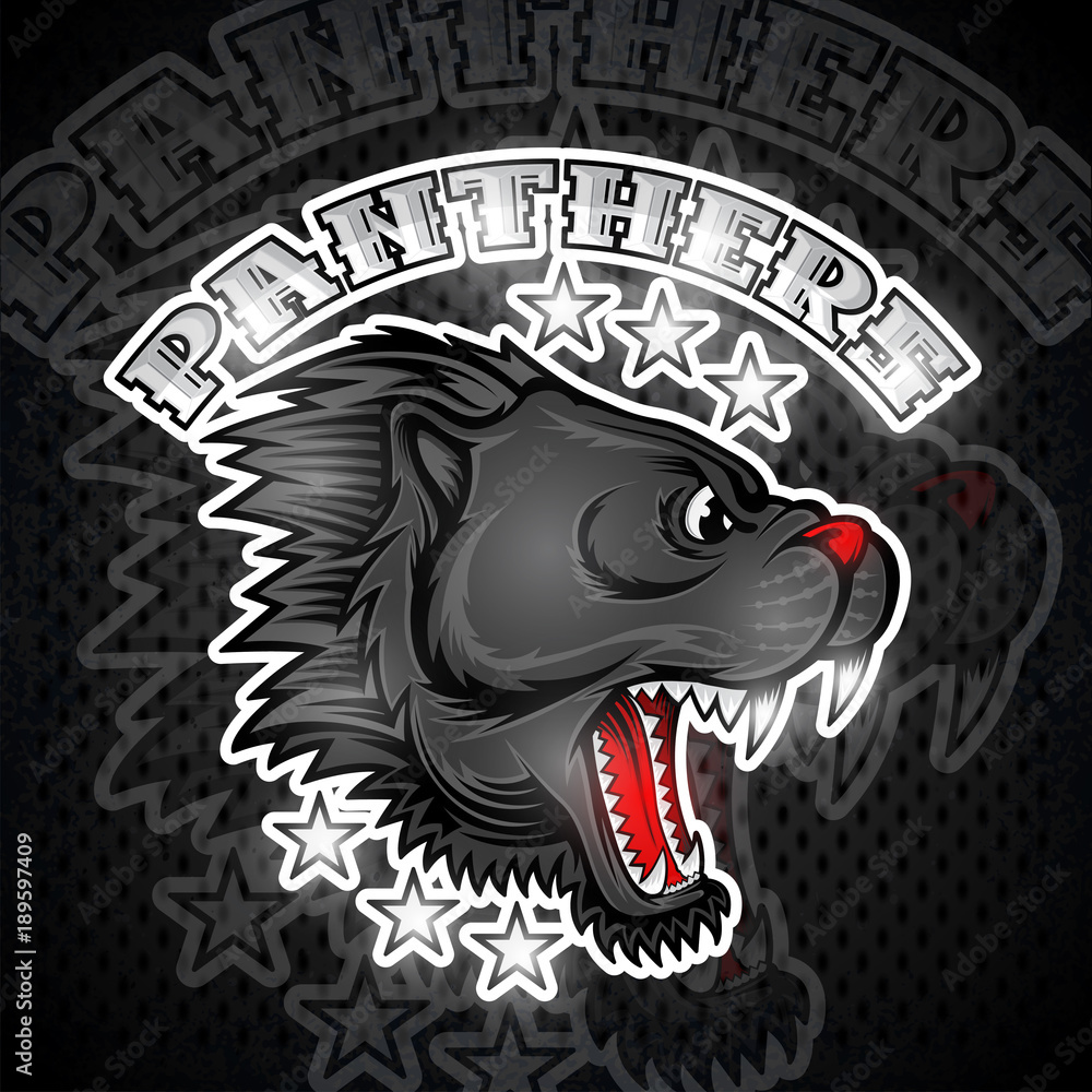 Beast face from the side view with bared teeth. Logo for any sport team ...