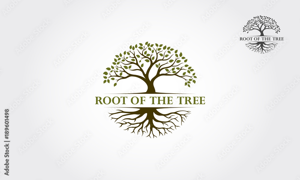 Root Of The Tree logo illustration. Vector silhouette of a tree. vector ...