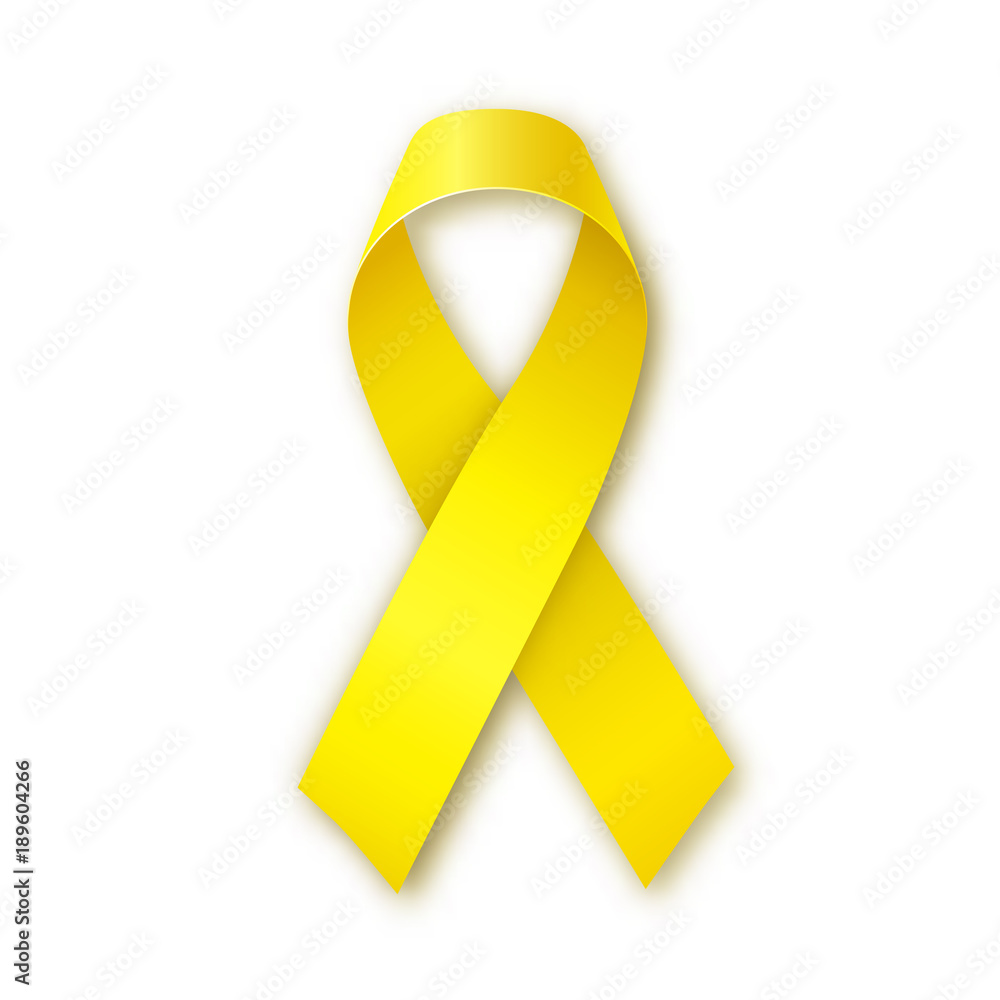 Yellow awareness ribbon. Bone cancer and troops support symbol. Stock ...