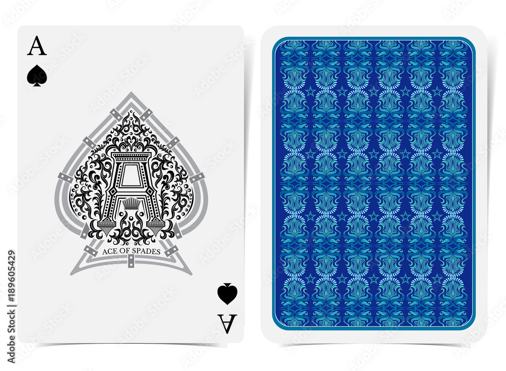 Ace of spades face with capital letter A inside floral pattern in the ...