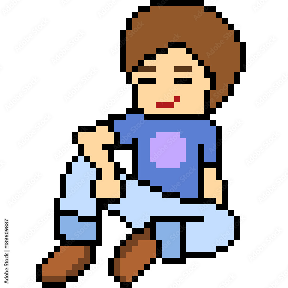 vector pixel art man sit chill Stock Vector | Adobe Stock