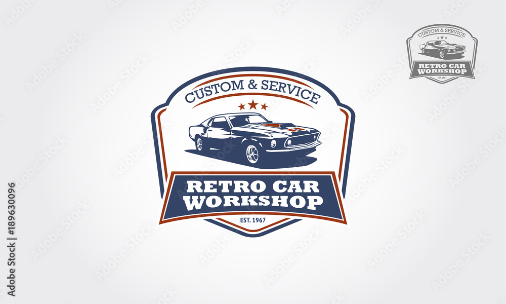 Retro Car Workshop Logo Design.This logo can be used for old style or ...