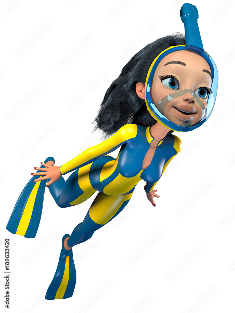Girl Snorkeling Clipart
