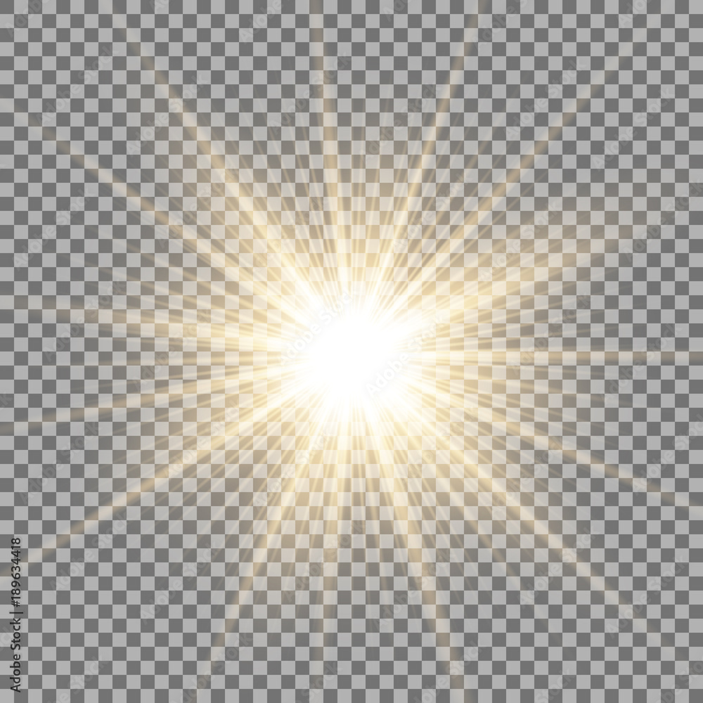 Shining star on transparent background, golden color Stock Vector ...