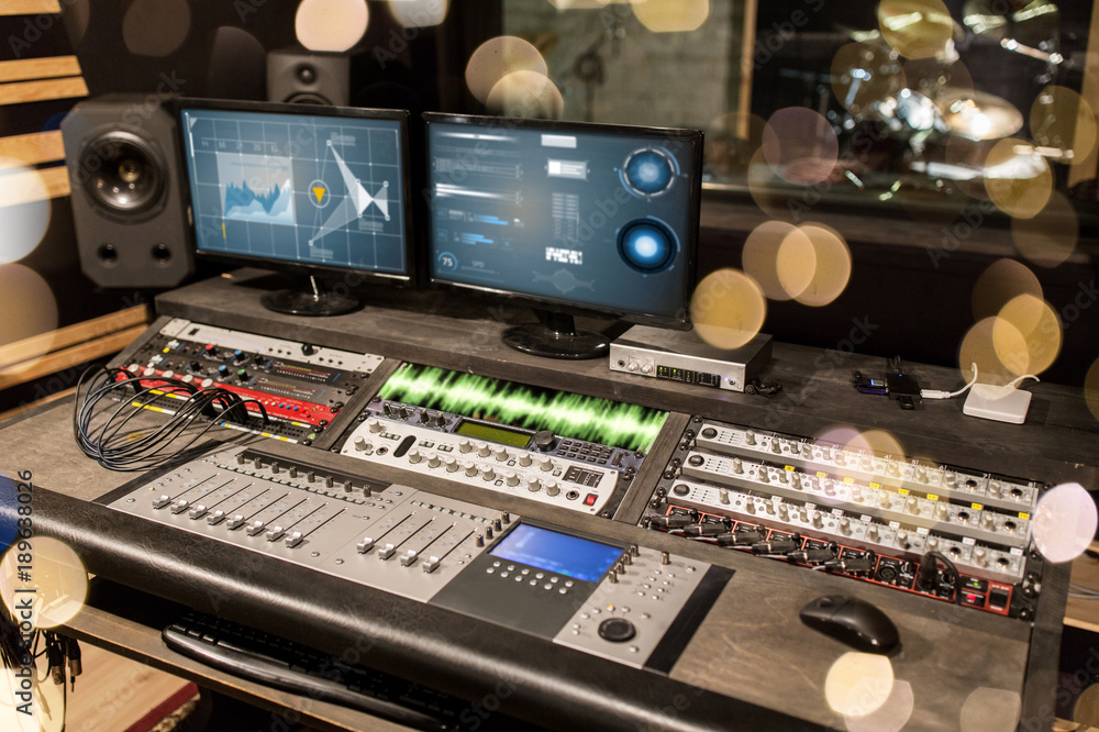 music mixing console at sound recording studio Stock Photo | Adobe Stock