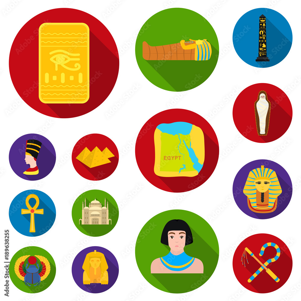 Ancient Egypt flat icons in set collection for design. The reign of ...