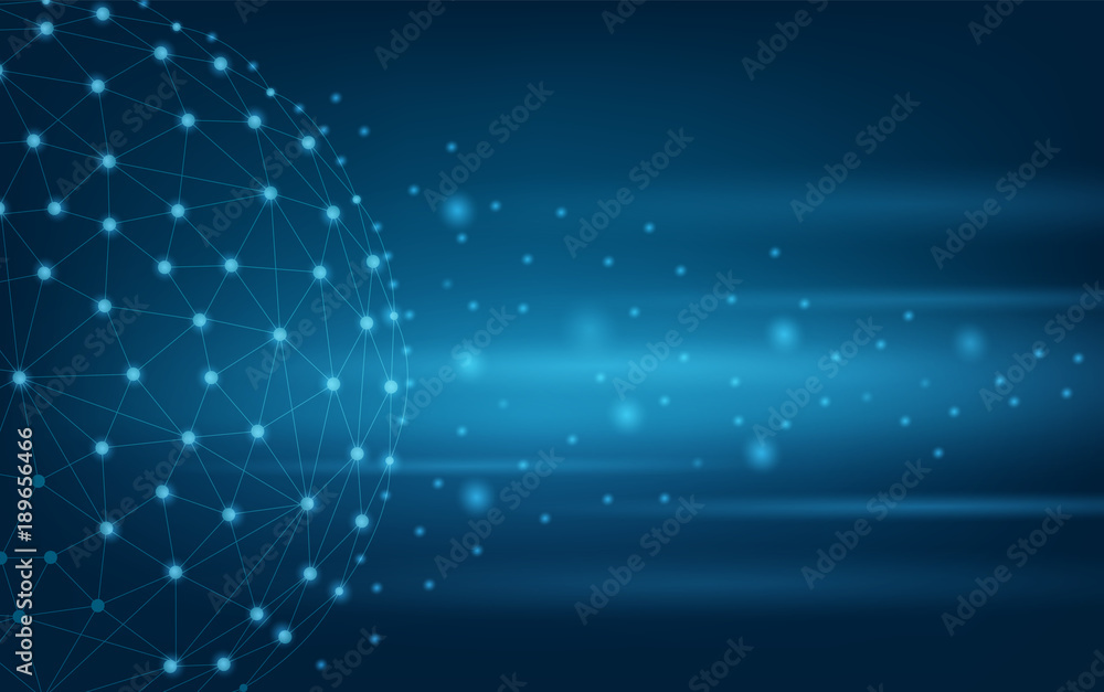 background Communications network map of the world Blue map Dark blue ...