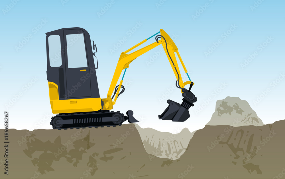 Excavator Digging Clipart