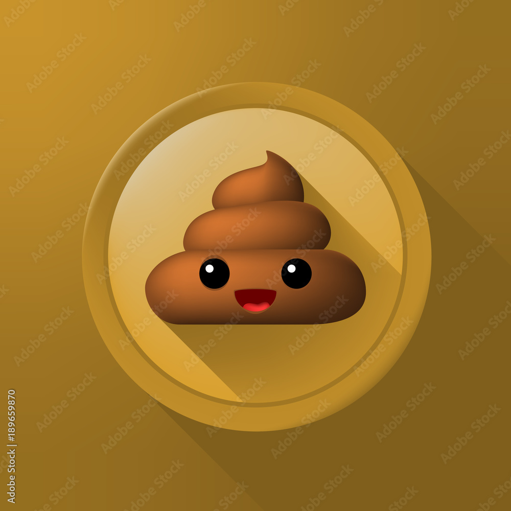 Poo Icon on a Button on Color Background . Isolated Vector Illustration ...