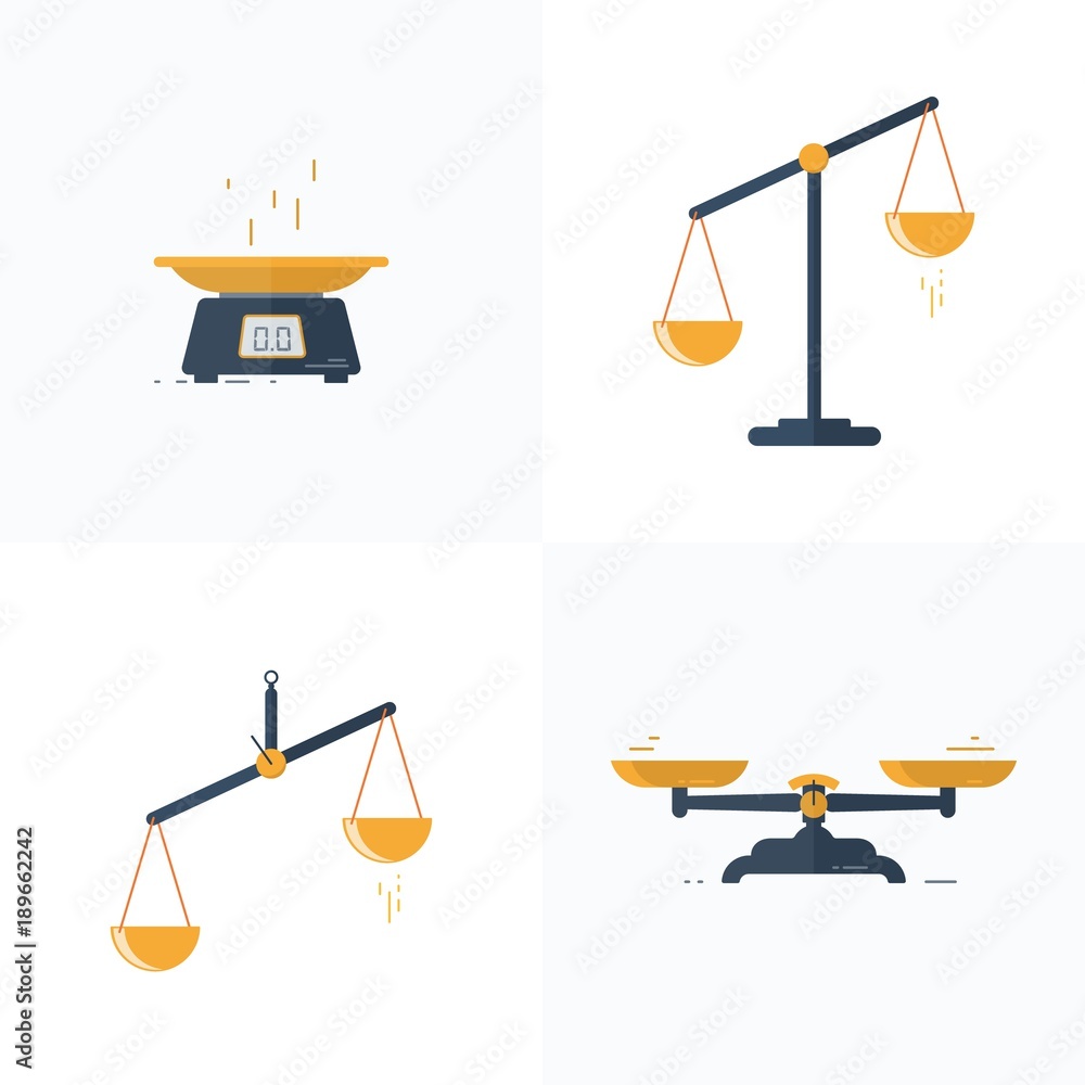 A set of different scales in a flat style. Vector illustration. Line ...