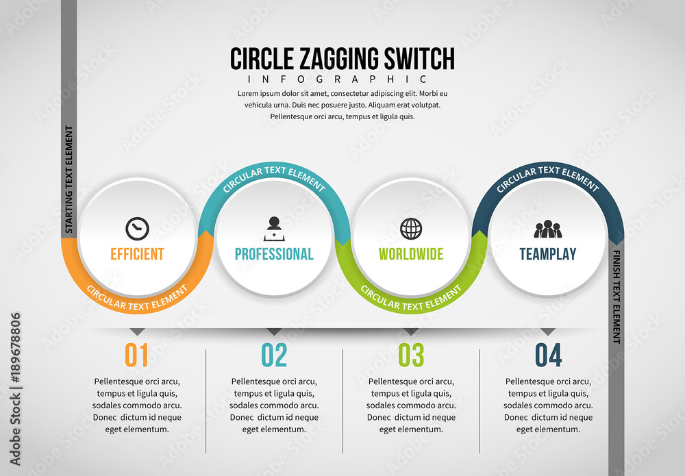 Half Circle Chain Infographic 5 Stock Template | Adobe Stock