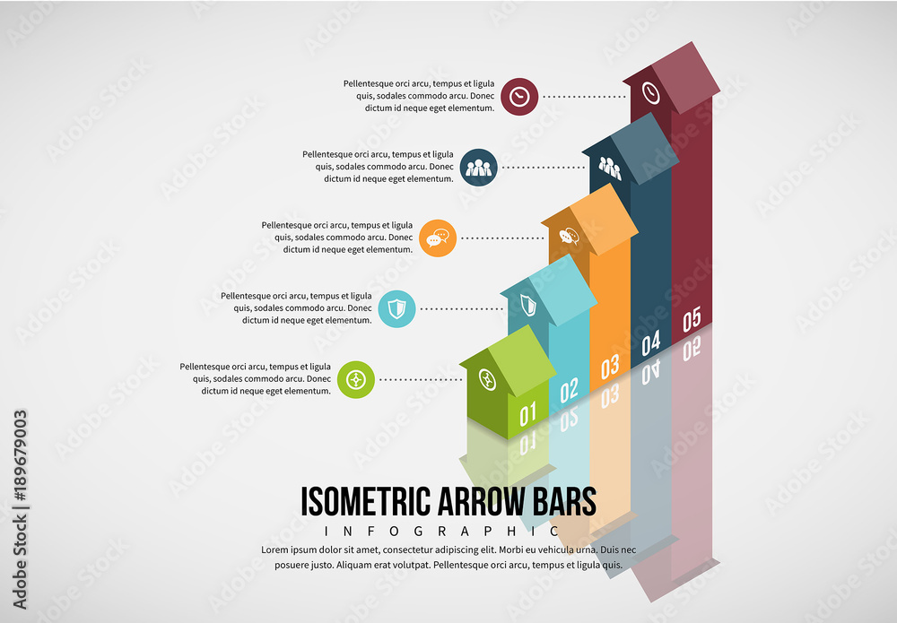 3D Arrow Bar Graph Infographic Stock Template | Adobe Stock