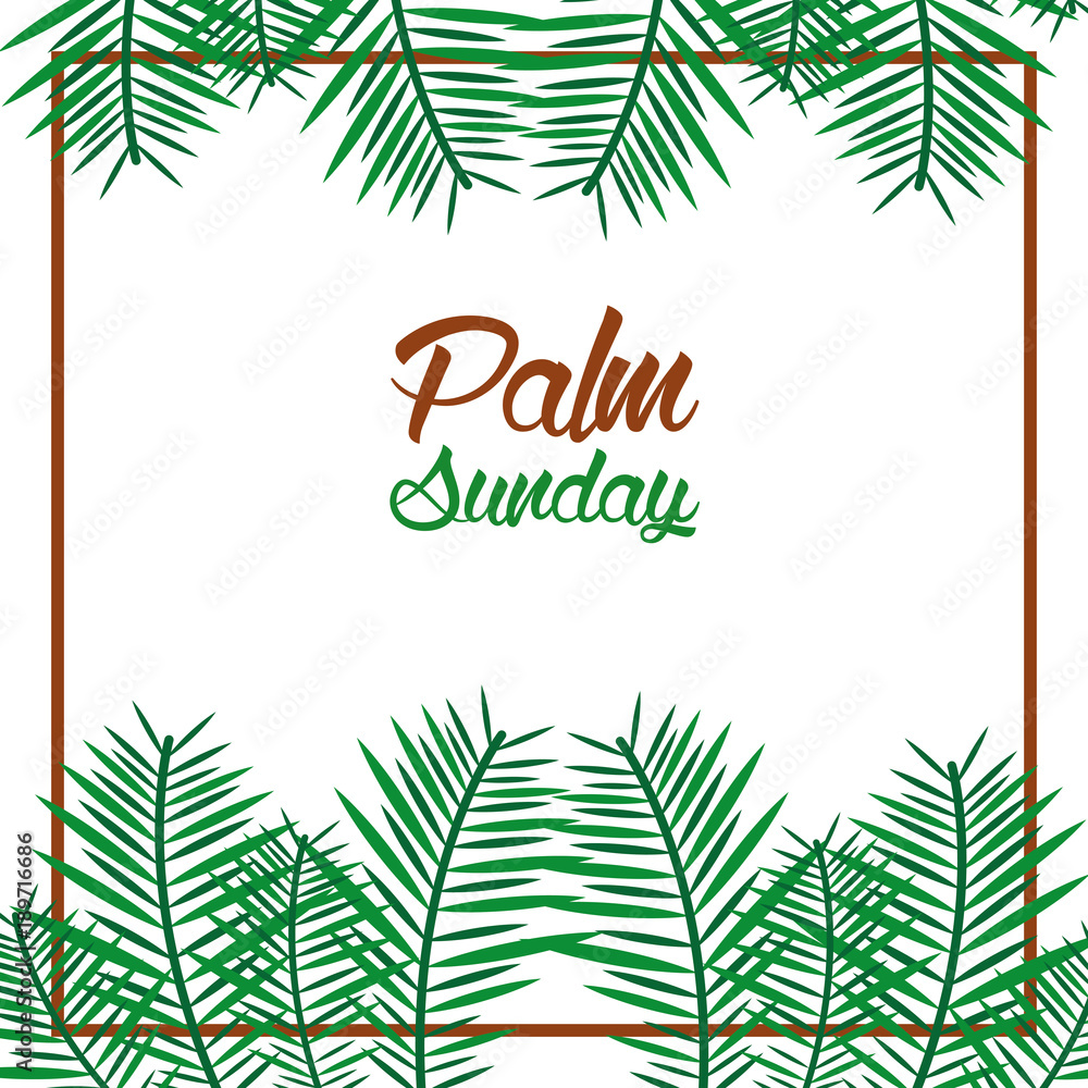palm sunday card with leaves border frame vector illustration Stock ...