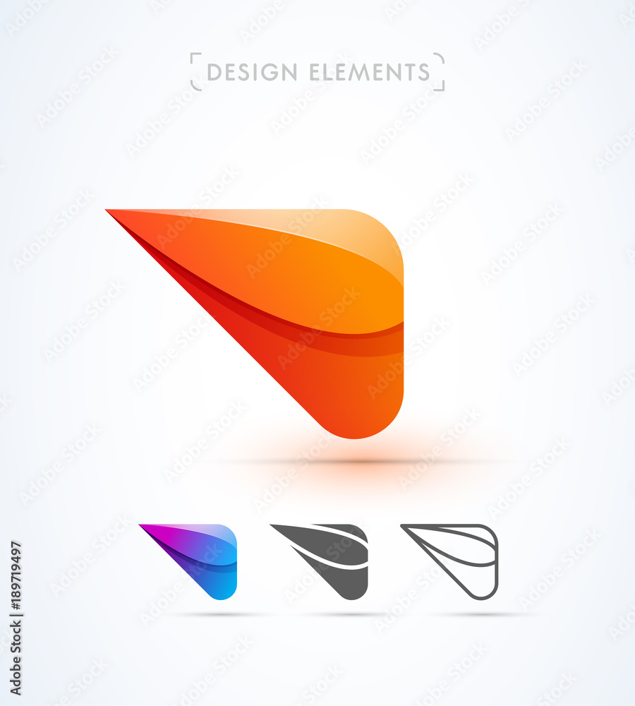 Vector abstract airplane wing logo design template. Material design ...
