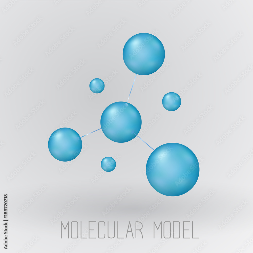 Molecular model vector illustration, chemical or biology sciences ...