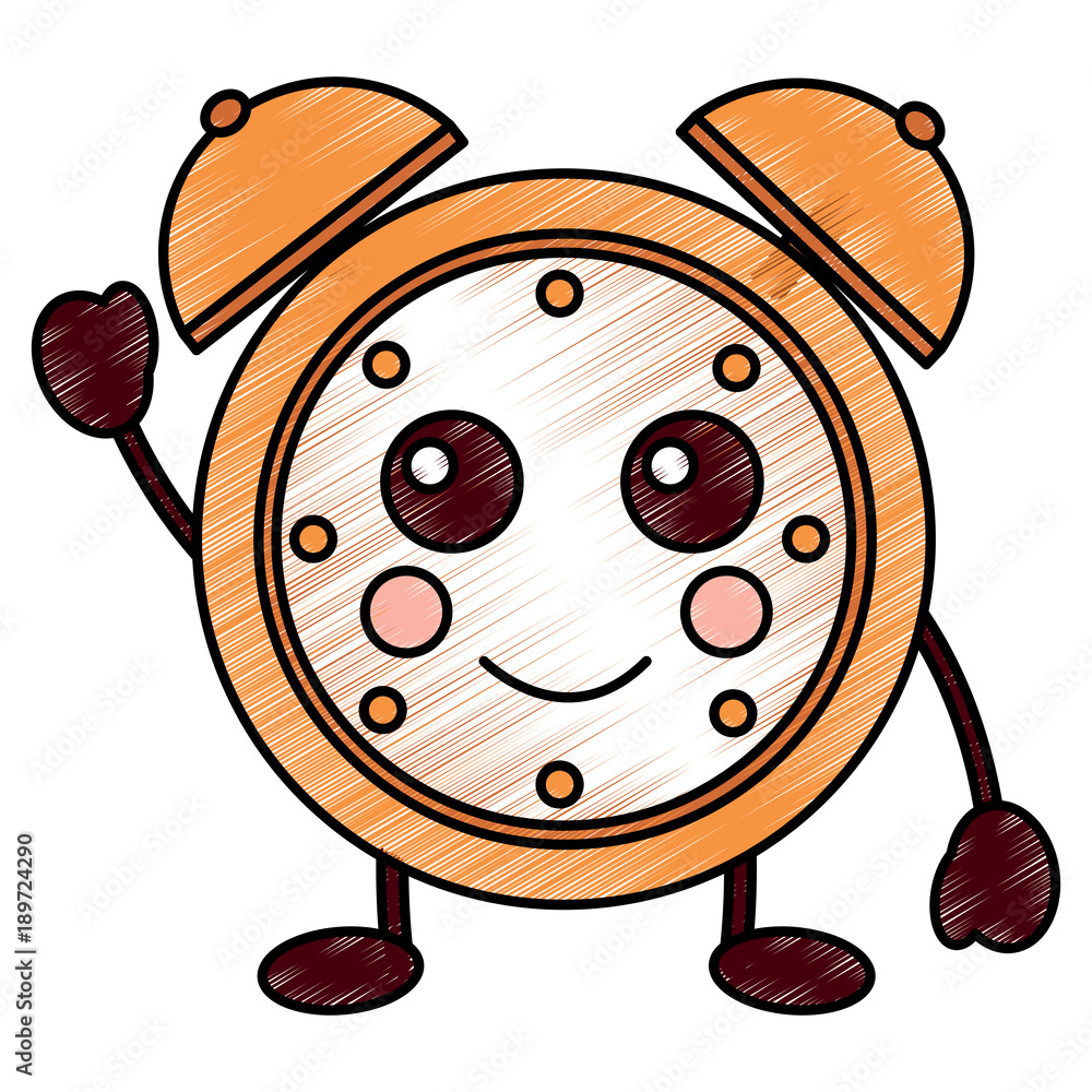 kawaii cartoon clock alarm character vector illustration drawing design ...