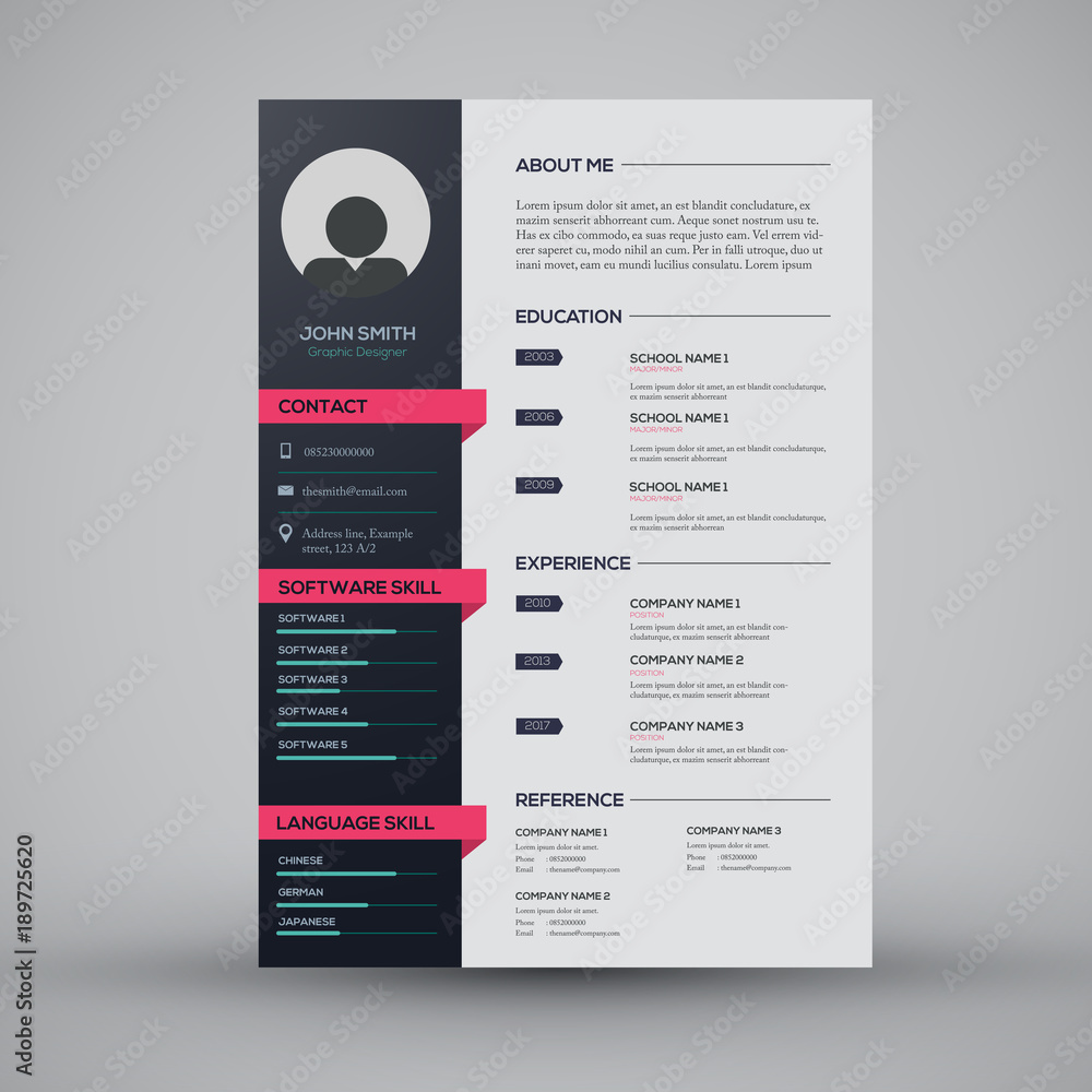 modern simple curriculum vitae template design Stock Vector | Adobe Stock