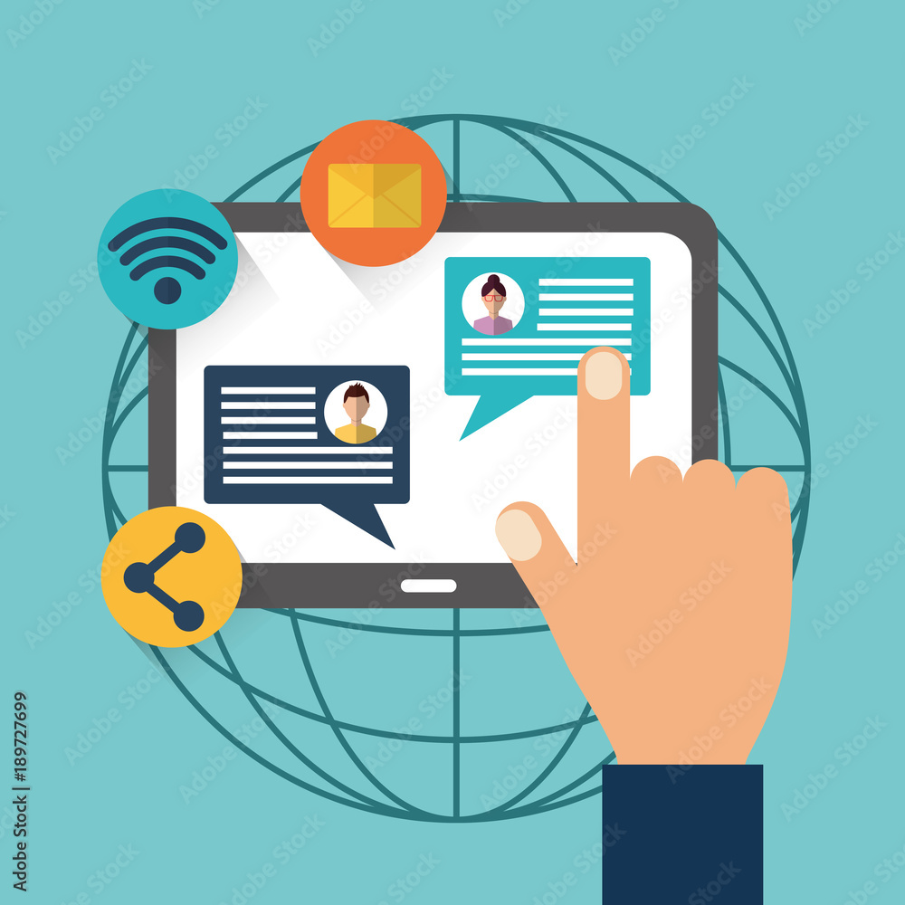 people internet email sms message world connected technology vector ...