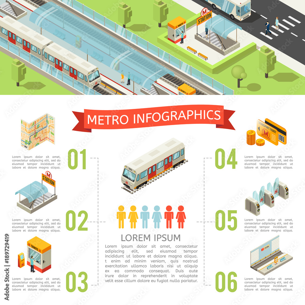 Isometric Metro Infographic Concept Stock Vector | Adobe Stock
