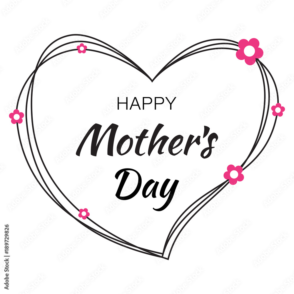 Happy Mothers Day Hand Drawn Typographic Lettering With Black Scribble