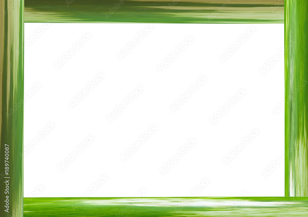 eco rustic frame green border effect of grass bamboo trunk on white ...