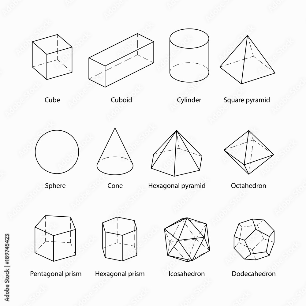 Geometric Shapes Isometric vector line Stock Vector | Adobe Stock