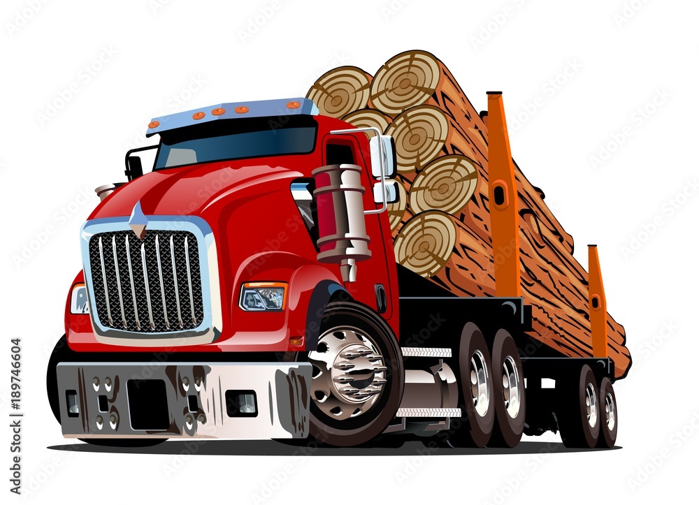 Cartoon logging truck Stock Vector | Adobe Stock