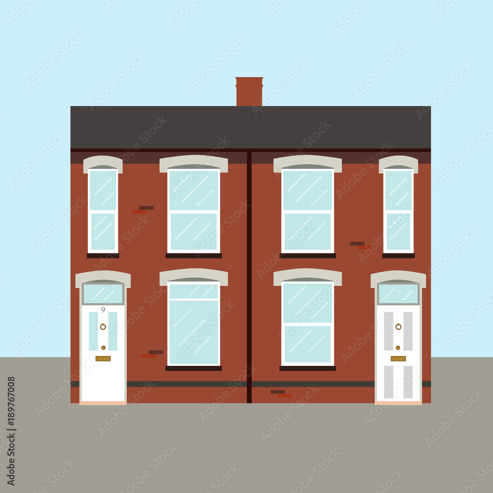 Pre first world war victorian red brick terraced typical UK housing ...