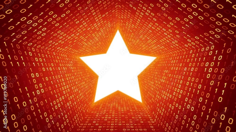 White star icon form yellow binary tunnel on orange background ...
