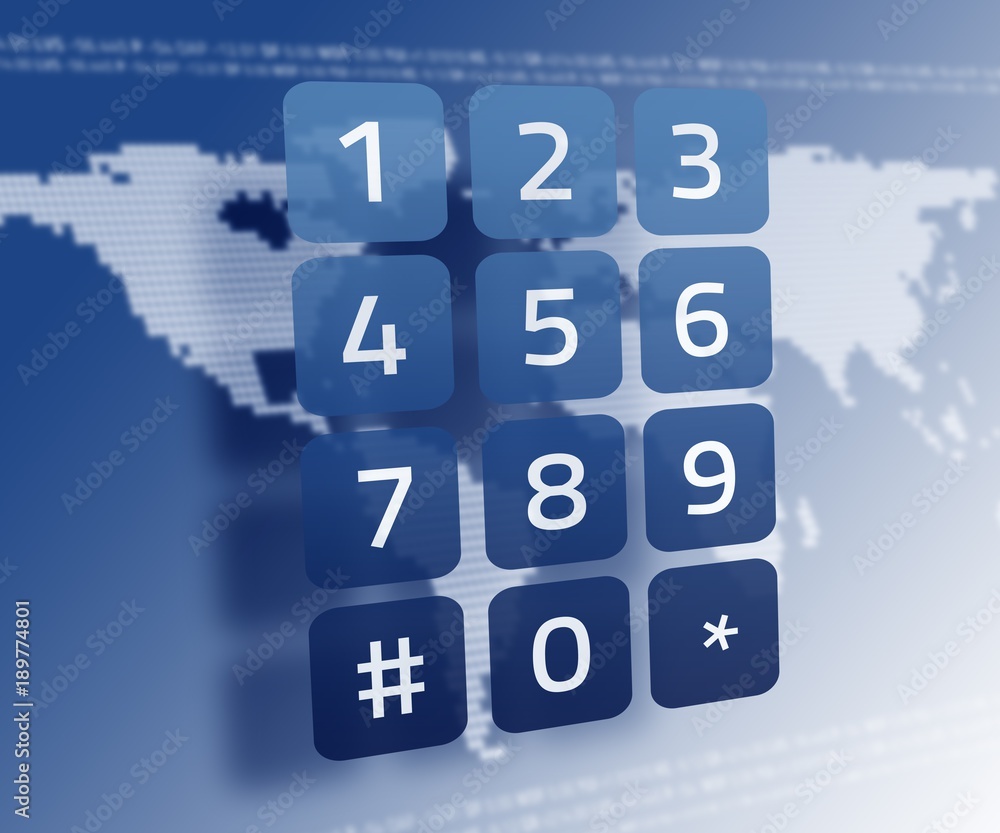Keypad on world map Stock Photo | Adobe Stock