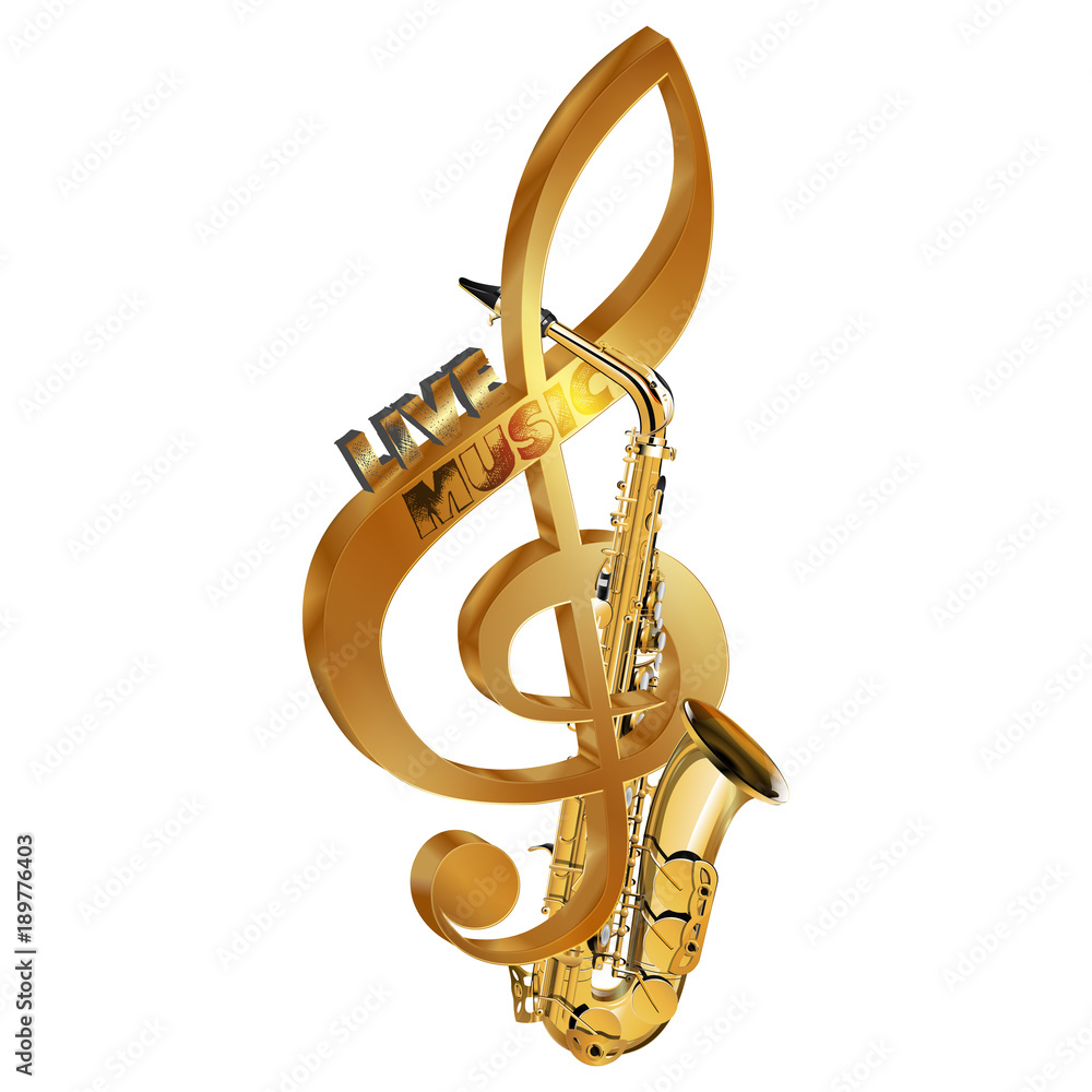 Treble clef saxophone live music Stock Vector | Adobe Stock