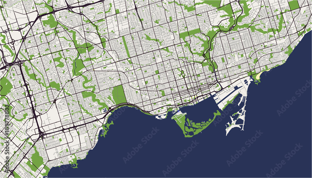 vector map of the city of Toronto, Canada Stock Vector | Adobe Stock