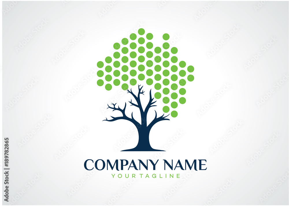Dot Tree Logo Template Design Vector, Emblem, Design Concept, Creative ...