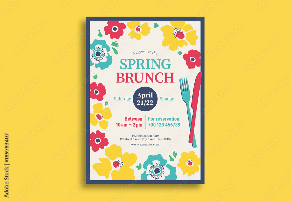 Spring Brunch Flyer Stock Template | Adobe Stock