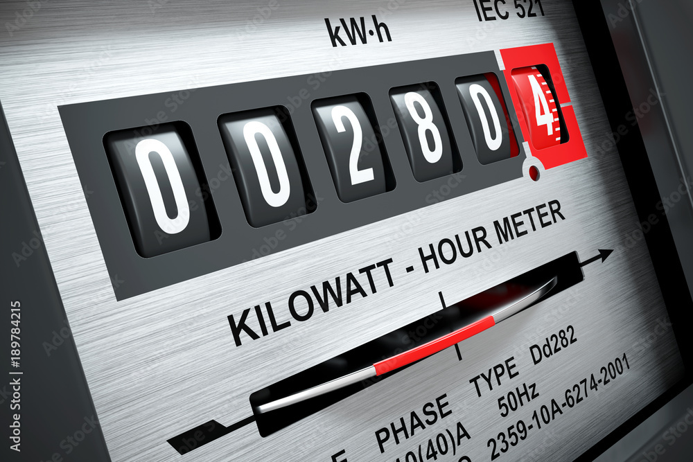 Electricity kilowatt hour meter 3D Stock Illustration | Adobe Stock