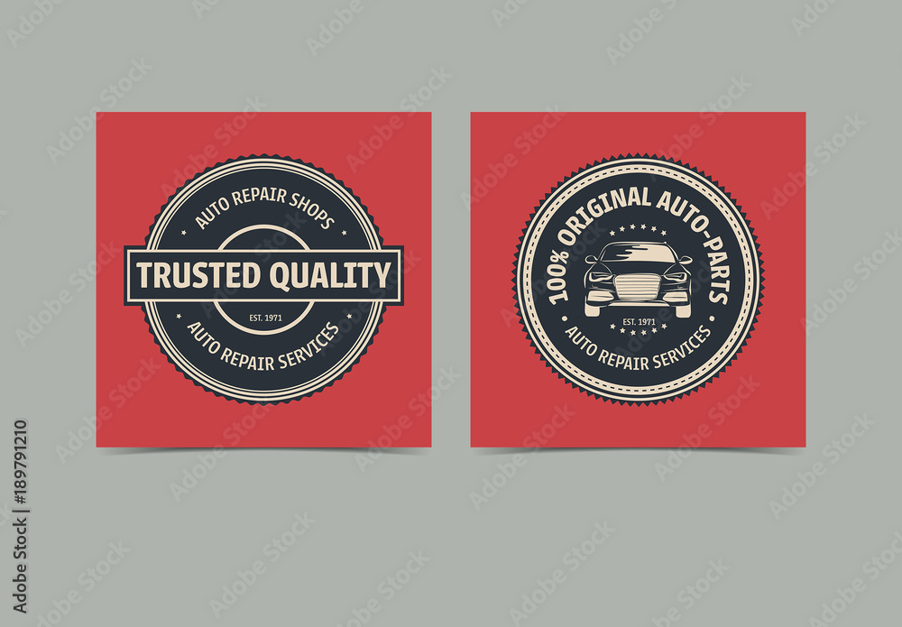 Auto Repair Service Labels Layout 2 Stock Template | Adobe Stock