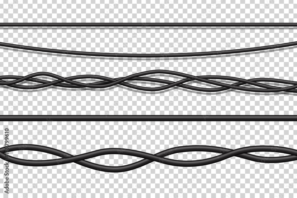 Vector set of realistic isolated electrical wires for decoration and ...