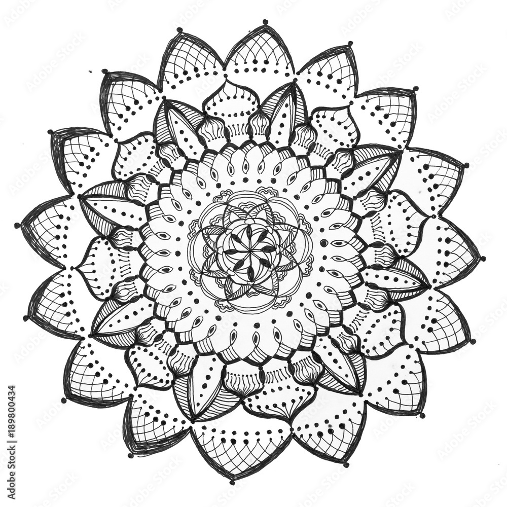 mandala hand-drawn on paper then digitized Stock Photo | Adobe Stock
