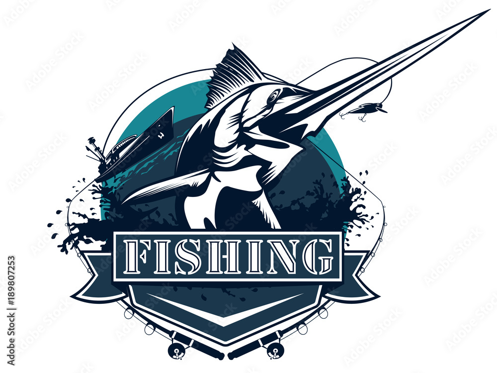 Sword fishing logo big Stock Vector | Adobe Stock