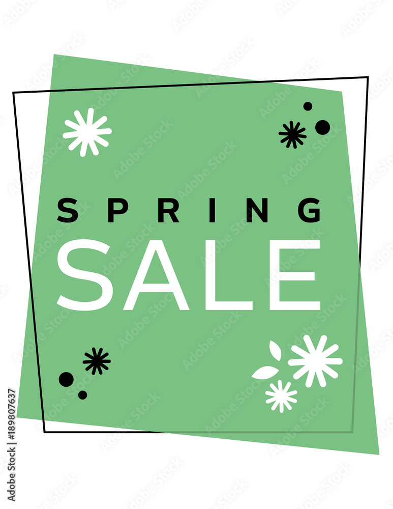 Geometric Spring Sale sign in green. Letter size vector file. Spring ...