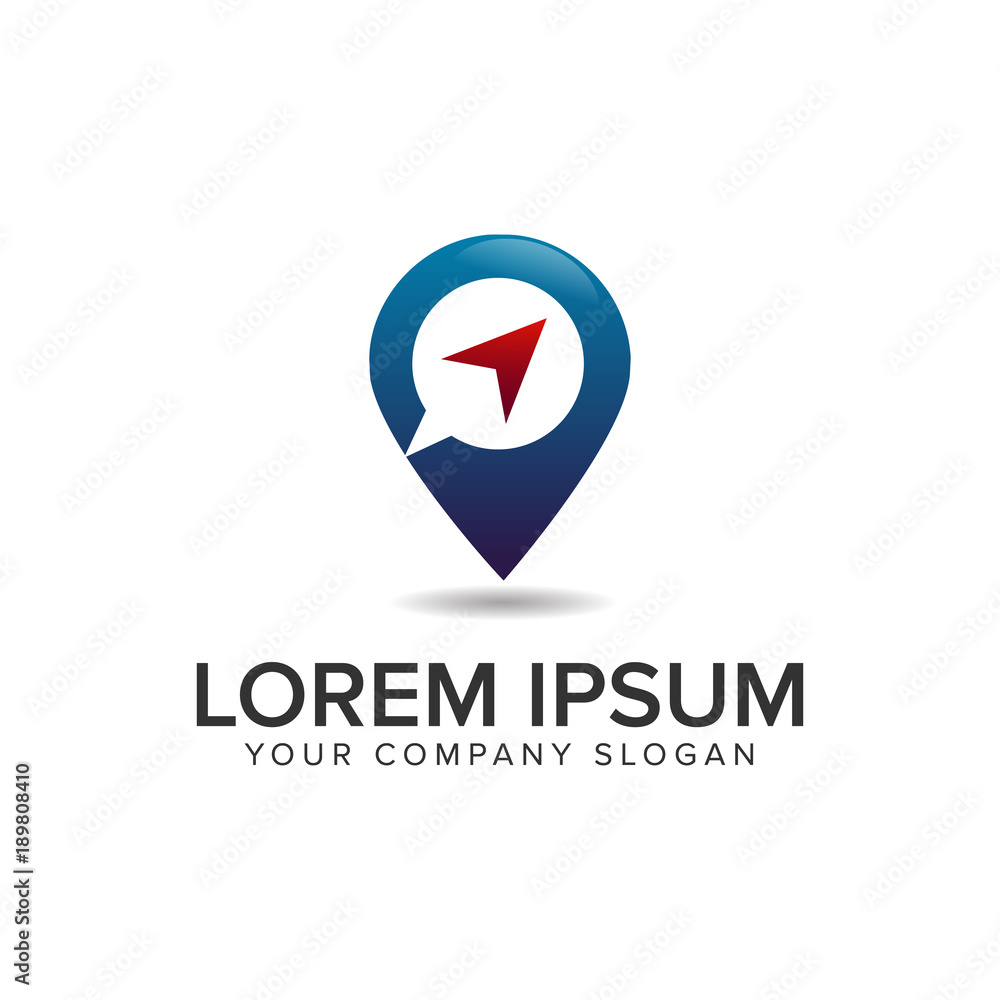 map pointer with arrow gps logo design concept template. fully editable ...