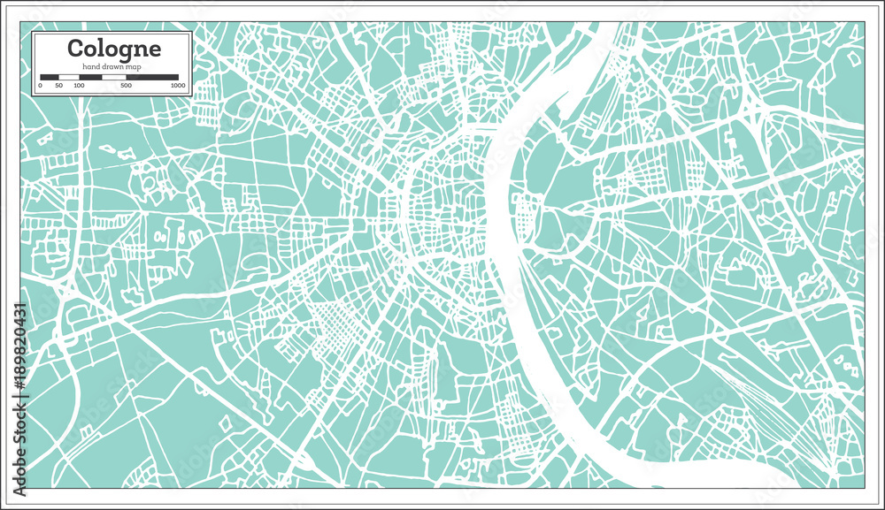 Cologne Germany City Map in Retro Style. Outline Map. Stock Vector ...