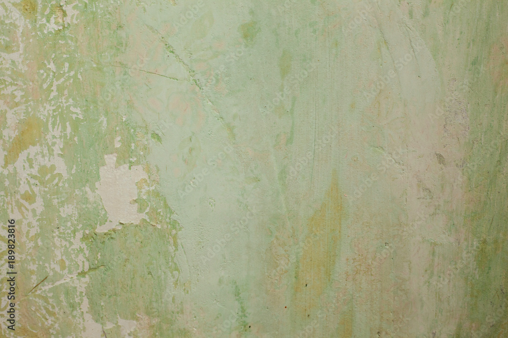 Old gray concrete wall with scuffs and putty green primer, texture ...