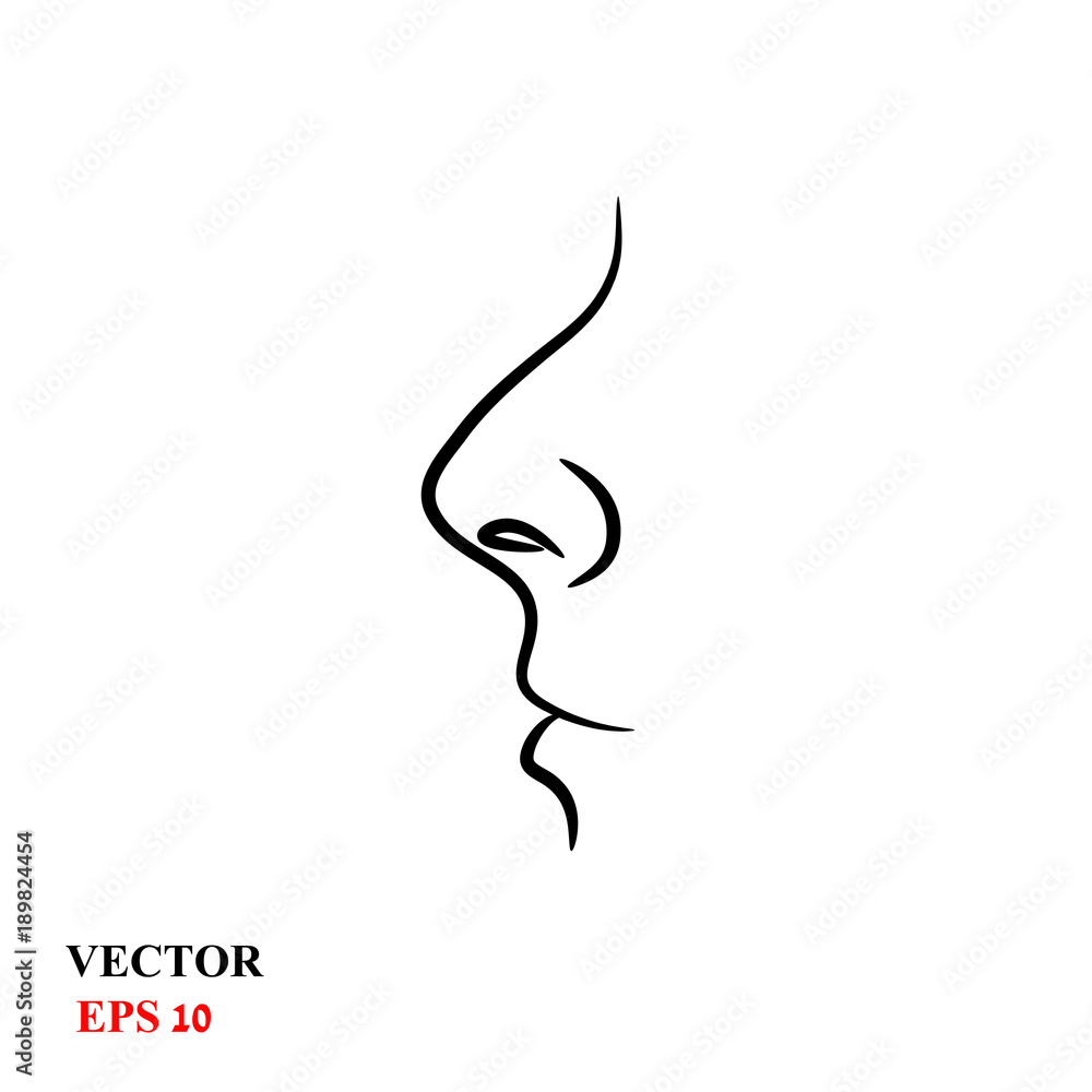 the nose and lips. vector Stock Vector | Adobe Stock