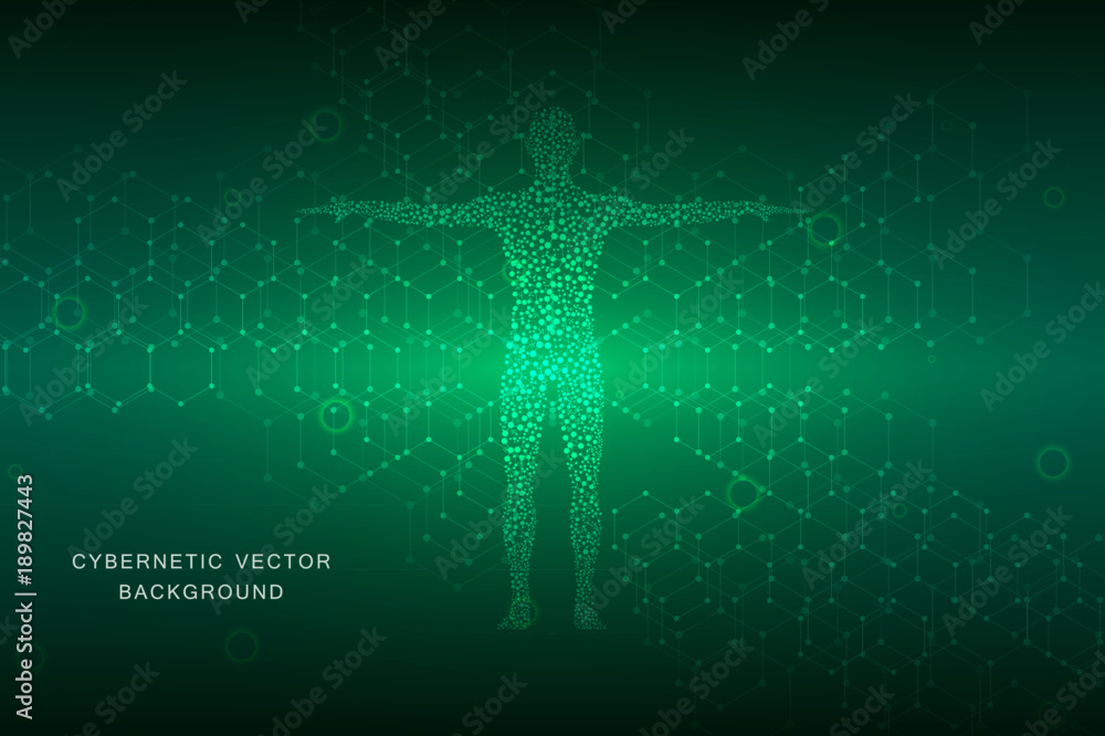 Vector human body with molecules DNA. Medicine, science and technology ...
