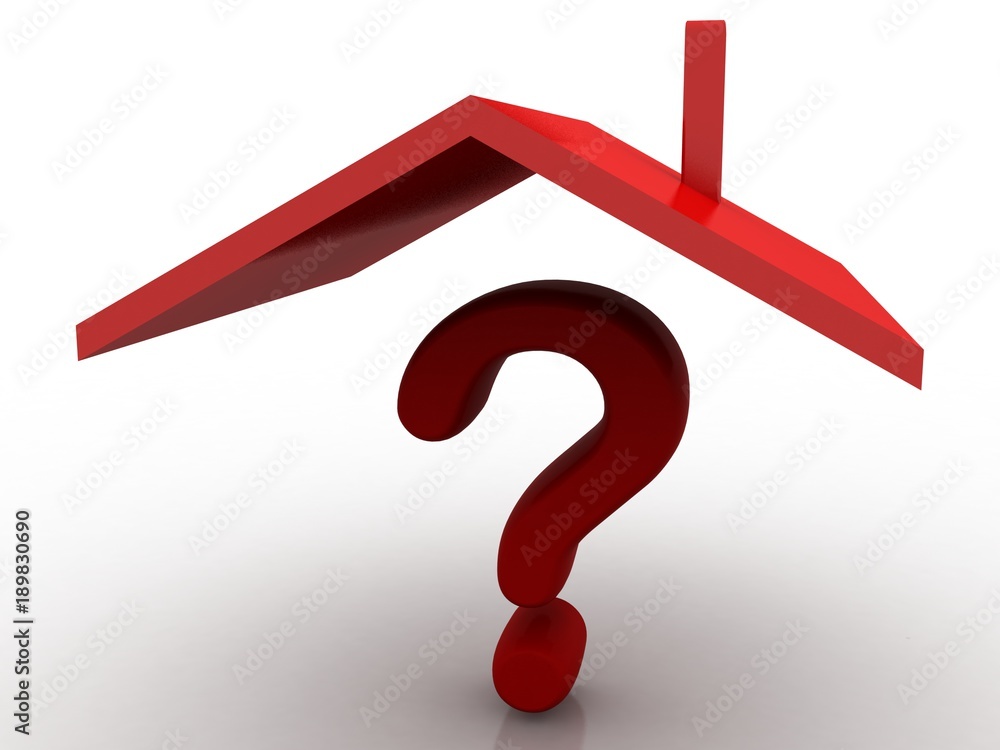 3D rendering House and question mark Symbol Stock Illustration | Adobe ...