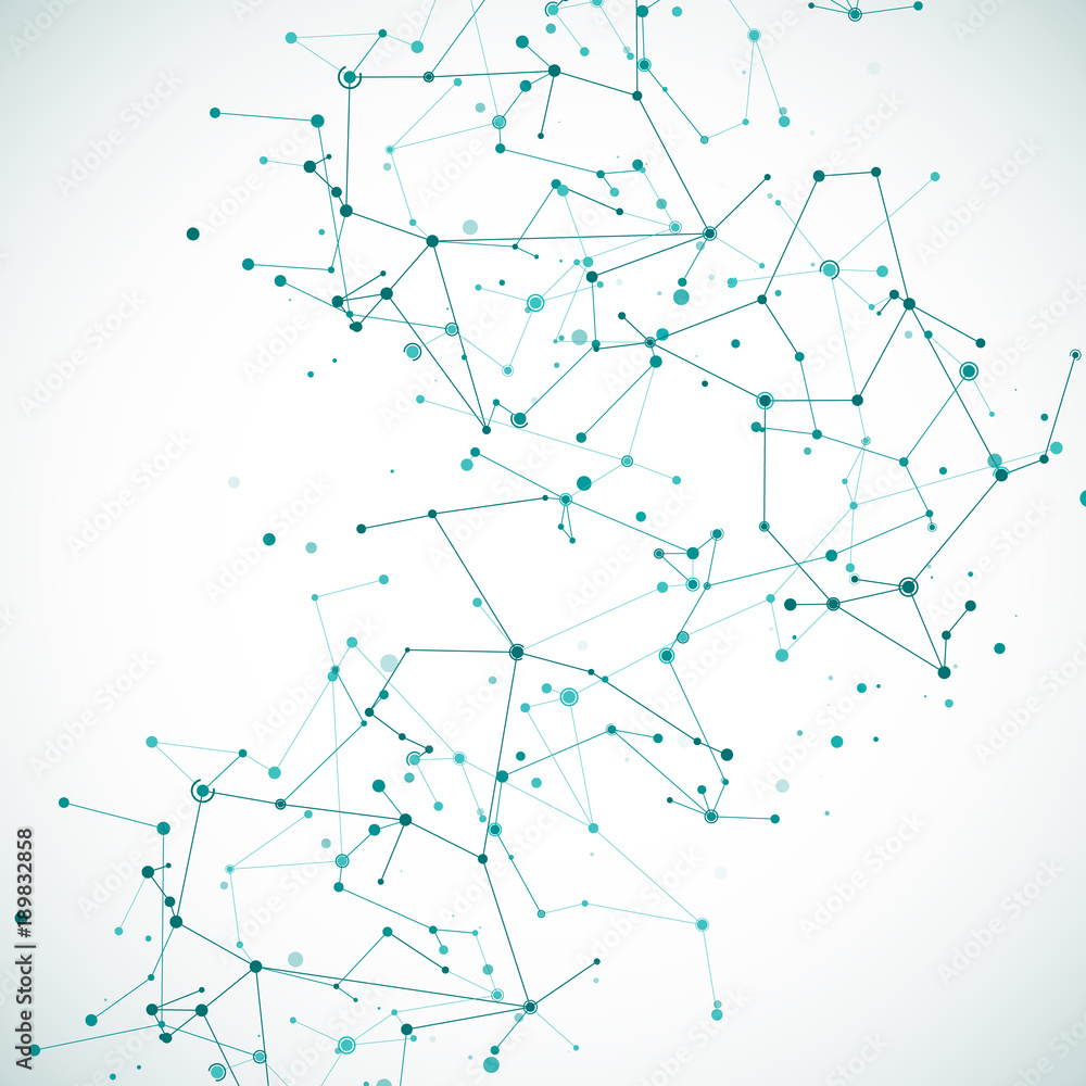 Intricacy node molecular or atomic structure pattern. Polygonal big data .complex array ...