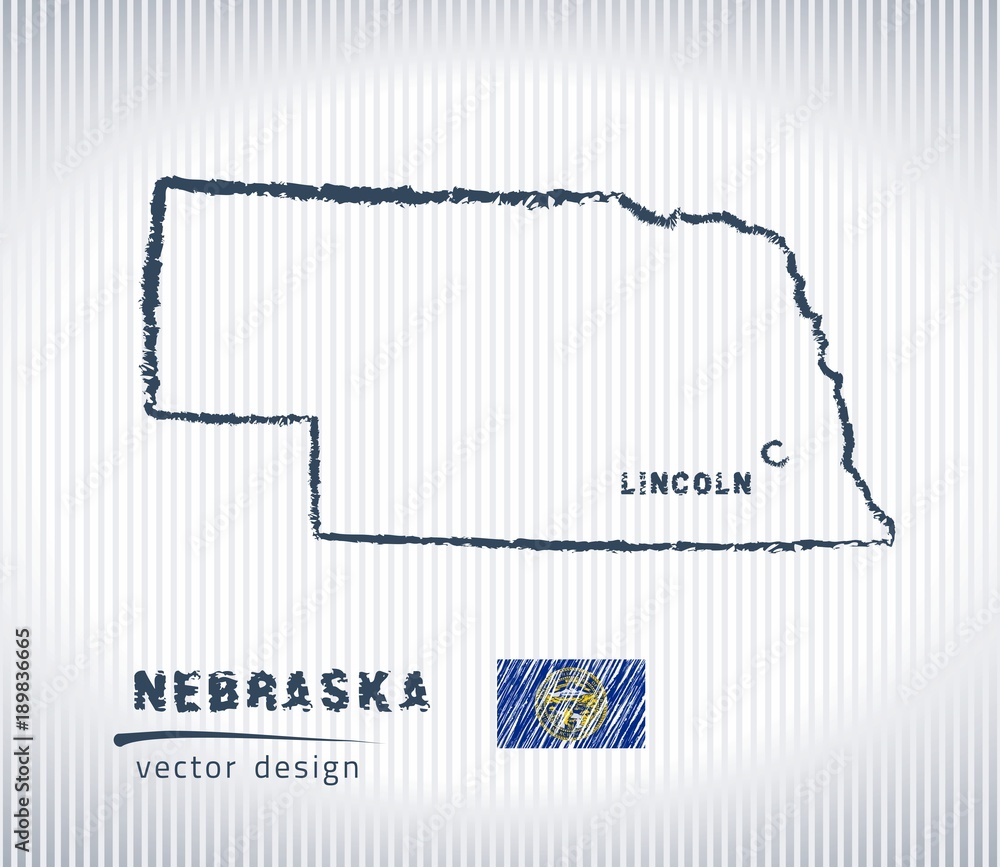 Nebraska national vector drawing map on white background Stock Vector ...